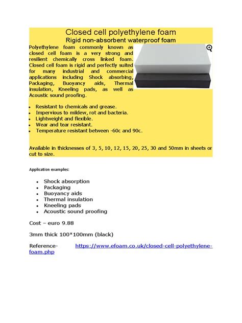 Closed Cell Polyethylene Foam Pdf