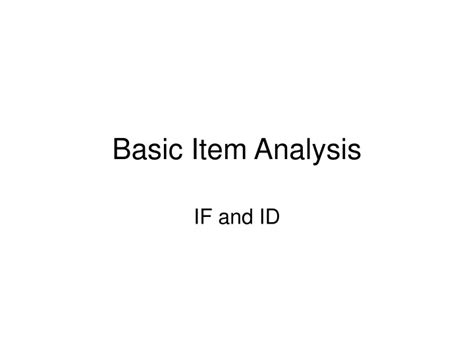 Ppt Basic Item Analysis Powerpoint Presentation Free Download Id