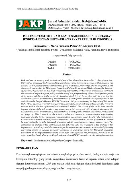 PDF Implementasi Program Kampus Merdeka Studi Kasus Magang Di Rumah