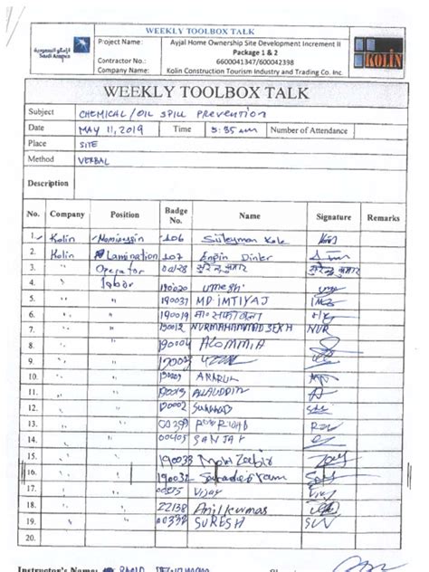 Toolbox Meeting Pdf