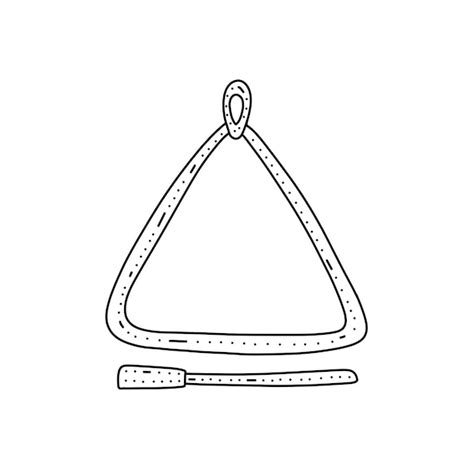 Hand Getekende Muzikale Driehoek Pictogram In Doodle Stijl Cartoon