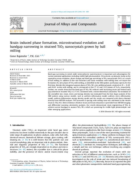 Pdf Strain Induced Phase Formation Microstructural Evolution And Bandgap Narrowing In