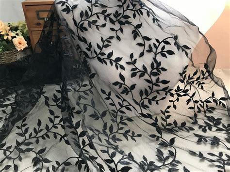 Beautiful Trailing Leaf Design Embroidered Lace Dress Fabric Etsy