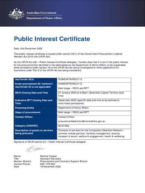Fillable Online Public Interest Certificate Department Of Home Affairs Fax Email Print Pdffiller