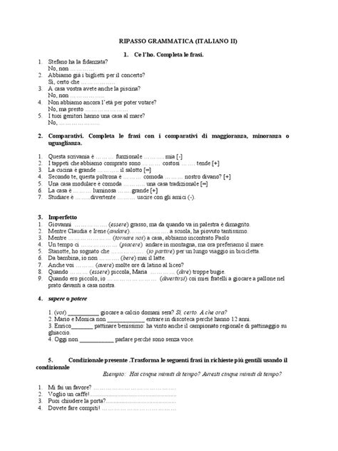 Ripasso Grammatica Pdf