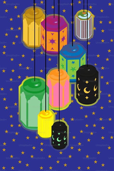 끈에 매달려 있는 다양한 색상의 물체 벡터 Unsplash의 조명 이미지