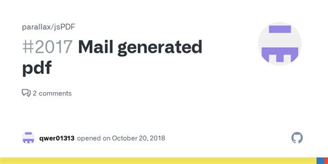 Mail Generated Pdf · Issue 2017 · Parallaxjspdf · Github