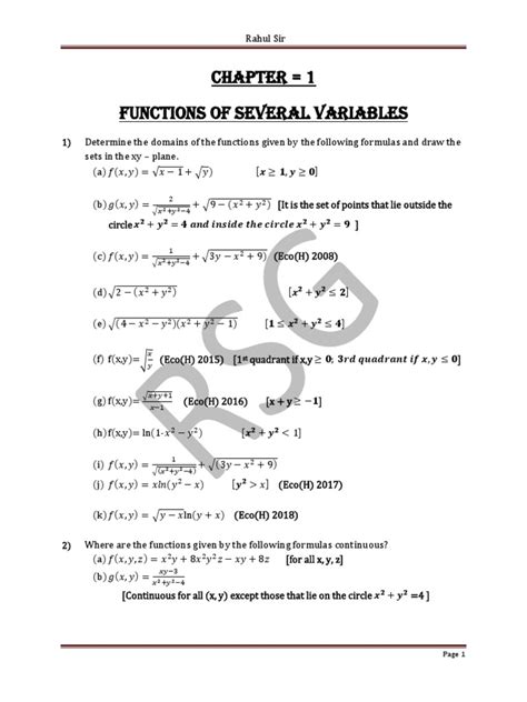 Chapter 1 Functions Of Several Variables Pdf Tangent Derivative