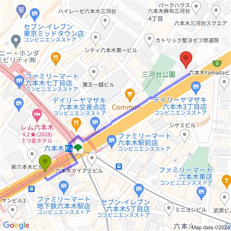 六本木ケントスの最寄駅六本木駅からの徒歩ルート（約6分） Mdata