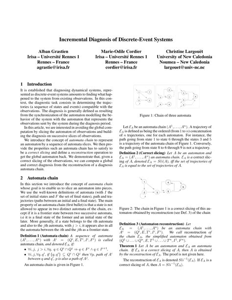 Pdf Incremental Diagnosis Of Discrete Event Systems