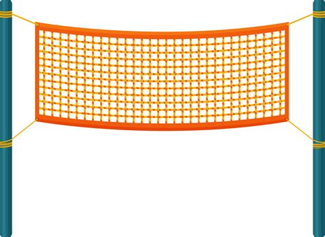 An Orange Volleyball Net Stretched Between Two Blue Poles Grid For