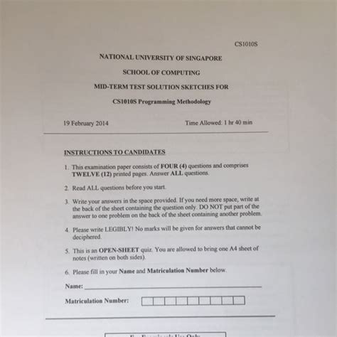 Cs1010s Python Exam Papers Hobbies And Toys Books And Magazines