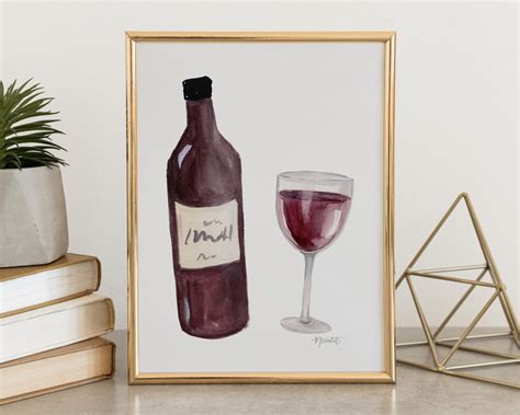 Red Red Wine Watercolor Art Print February Rose