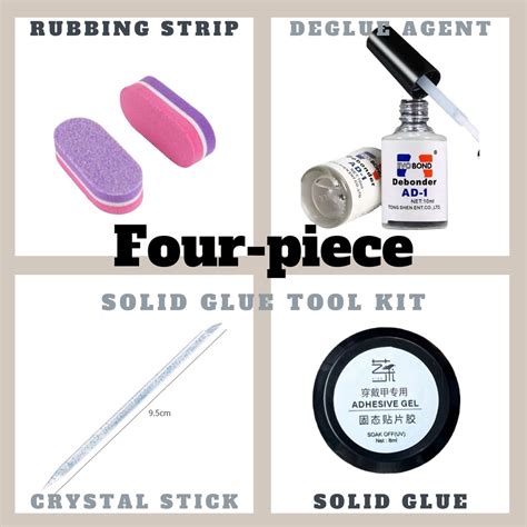 4 In 1 Solid Glue Tool Kit Manicure Solid Patch Glue Stick Diamond