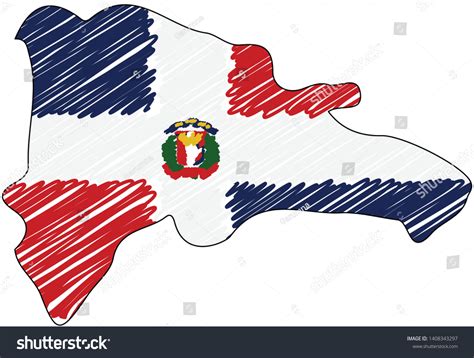 Dominican Republic Map Hand Drawn Sketch Stock Vector Royalty Free