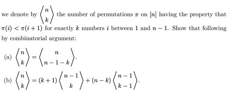 Solved We Denote By The Number Of Permutations A On N Chegg