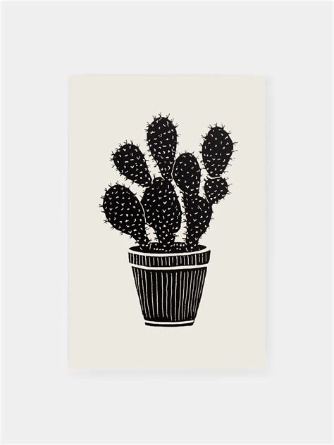 Vintage Bold Line Cactus Poster Klumo Shop