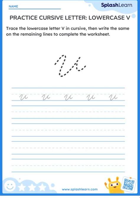Cursive Letter V Worksheets Free Printable Splashlearn