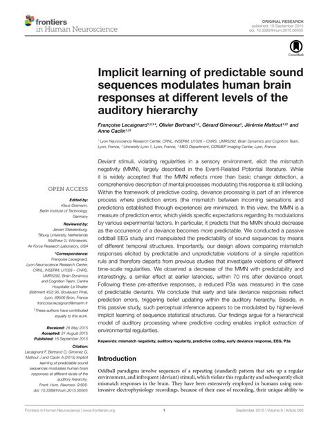 pdf implicit learning of predictable sound sequences modulates human
