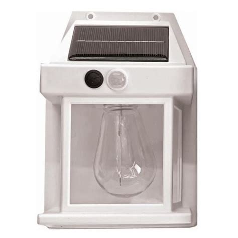 White Outdoor Solar Powered Wall Light Weatherproof Security Light On Onbuy