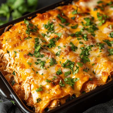 Easy Shredded Chicken Enchilada Casserole Recipe Delectable Meal