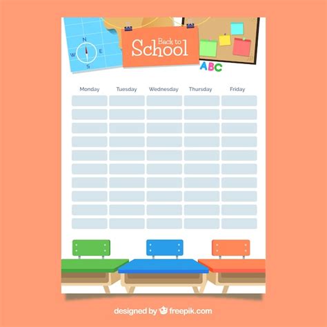 활동을 구성하는 학교 시간표 템플릿 무료 벡터