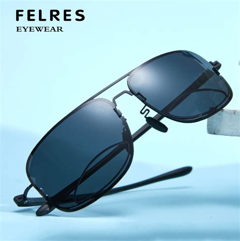 Men Metal Bifocal Tinted Reading Glasses Square Outdoor Polarized
