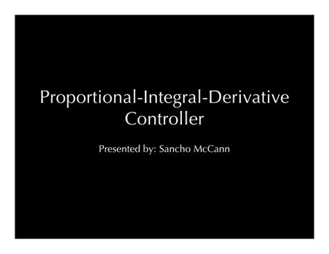 Proportional Derivative Integral Pid Control