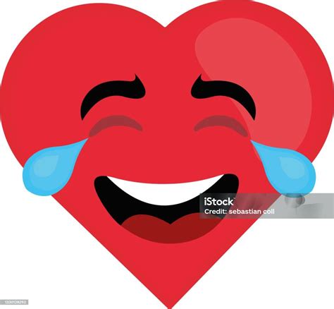 웃음과 기쁨의 눈물로 울고 있는 하트 모양의 만화 캐릭터 이모티콘의 벡터 일러스트 귀여운에 대한 스톡 벡터 아트 및 기타 이미지