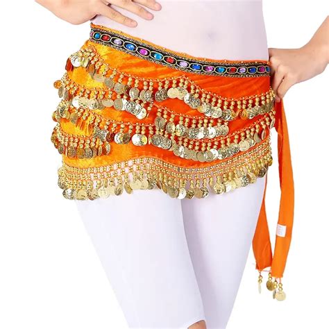Belly Dance Hip Scarf New Design Colorful Coins Gold Silver Belly Dance
