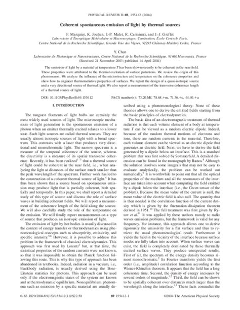 Pdf Coherent Emission Of Light By Thermal Sources