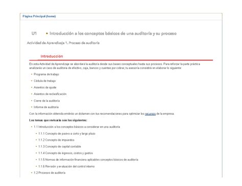 Auditoría Y Consultoría Financiera V2 Aa1 Proceso De Auditoría