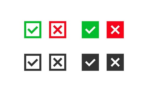 Check Mark And Cross Icon Set Vector Vector Art At Vecteezy