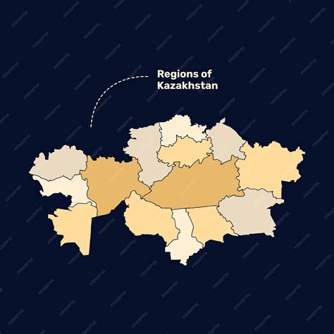Mapa Das Regiões Do Cazaquistão Vetor Premium