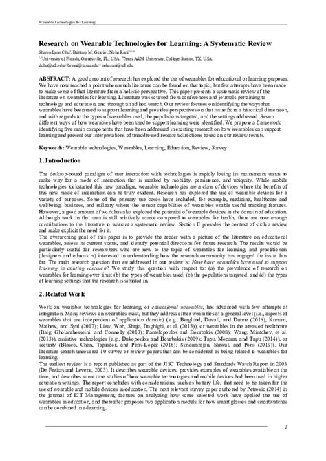 Pdf Research On Wearable Technologies For Learning A Systematic Review