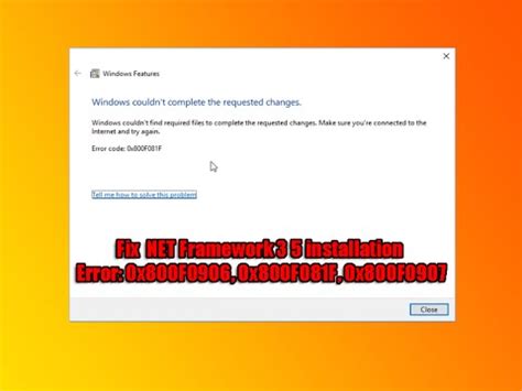 Fix NET Framework 3 5 Installation Error 0x800F0906 0x800F081F