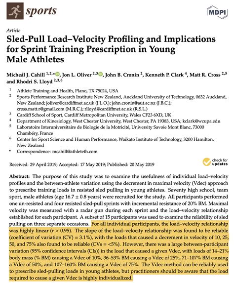 SPRINT VELOCITY BASED TRAINING IT ALL STARTS WITH INDIVIDUAL LOAD VELOCITY PROFILING JB