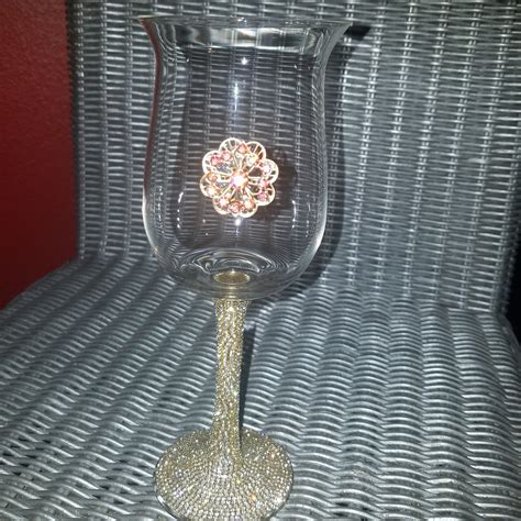 Crystal Rhinestone Wrapped Stem Wine Glass With Vintage 3d Etsy Hong Kong