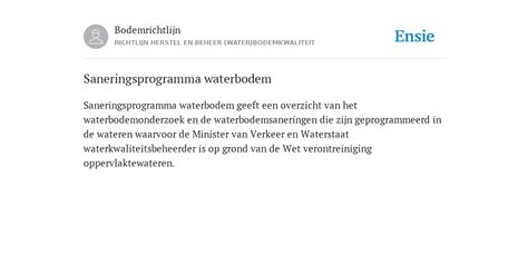 Saneringsprogramma Waterbodem De Betekenis Volgens Bodemrichtlijn