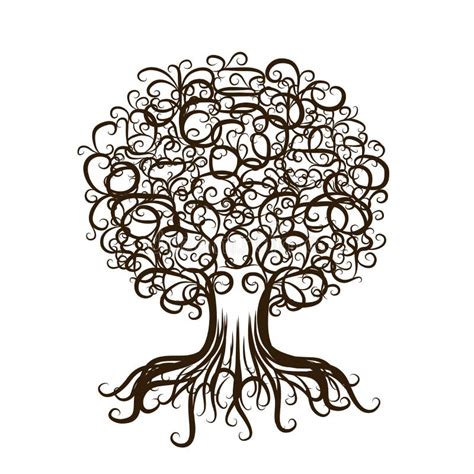 Sketch Tree With Roots For Your Design Stock Vector Illustration Of White Roots