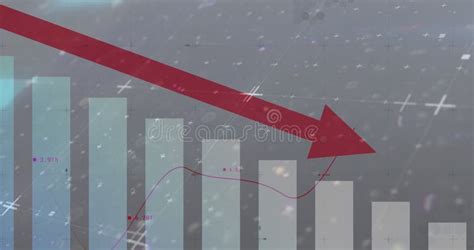 Image Of Red Arrow Pointing Down Statistics Recording Over Flickering