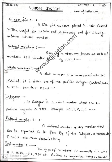Number System Handwritten Notes For Th Math