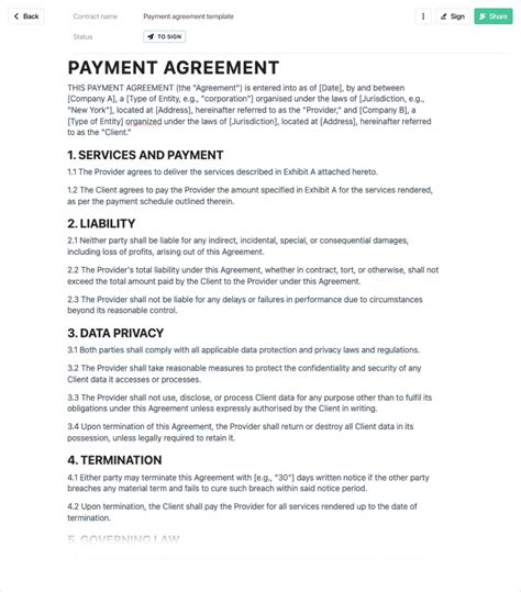Payment Agreement Template Free To Use