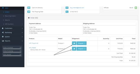 OpenCart Partial Shipment Order Products