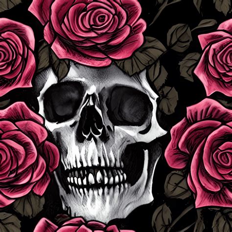Gothic Skulls In Watercolor Roses · Creative Fabrica