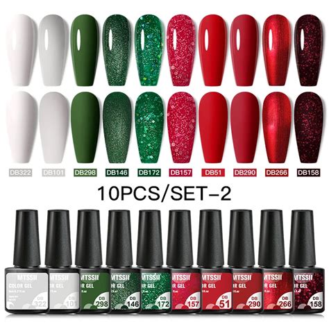Mtssii 10 12 4 6Pcs Christmas Gel Nail Polish Set Kit Glitter Winter