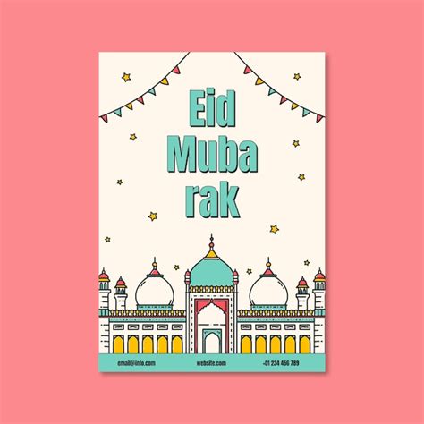 Free Vector Hand Drawn Eid Mubarak Poster
