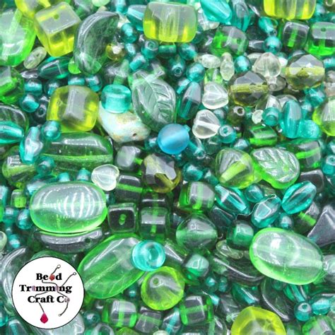 Czech Glass Bead Mix 3 12mm 50 Grams Green Bead Trimming