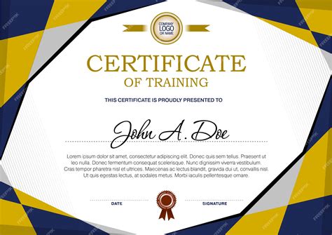 Premium Vector Certificate Of Training Blank Template
