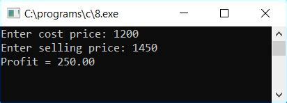 C Program To Find Profit And Loss